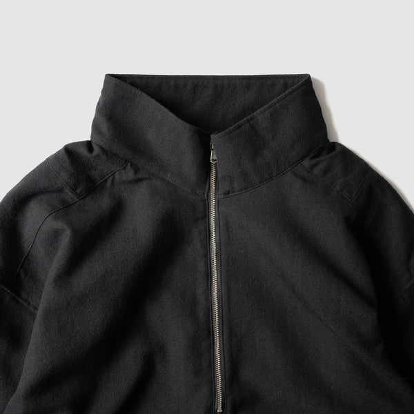 ANCELLM(アンセルム) / WOOL HALF ZIP PULL OVER SHIRT "BLACK" | Attic ONLINE STORE